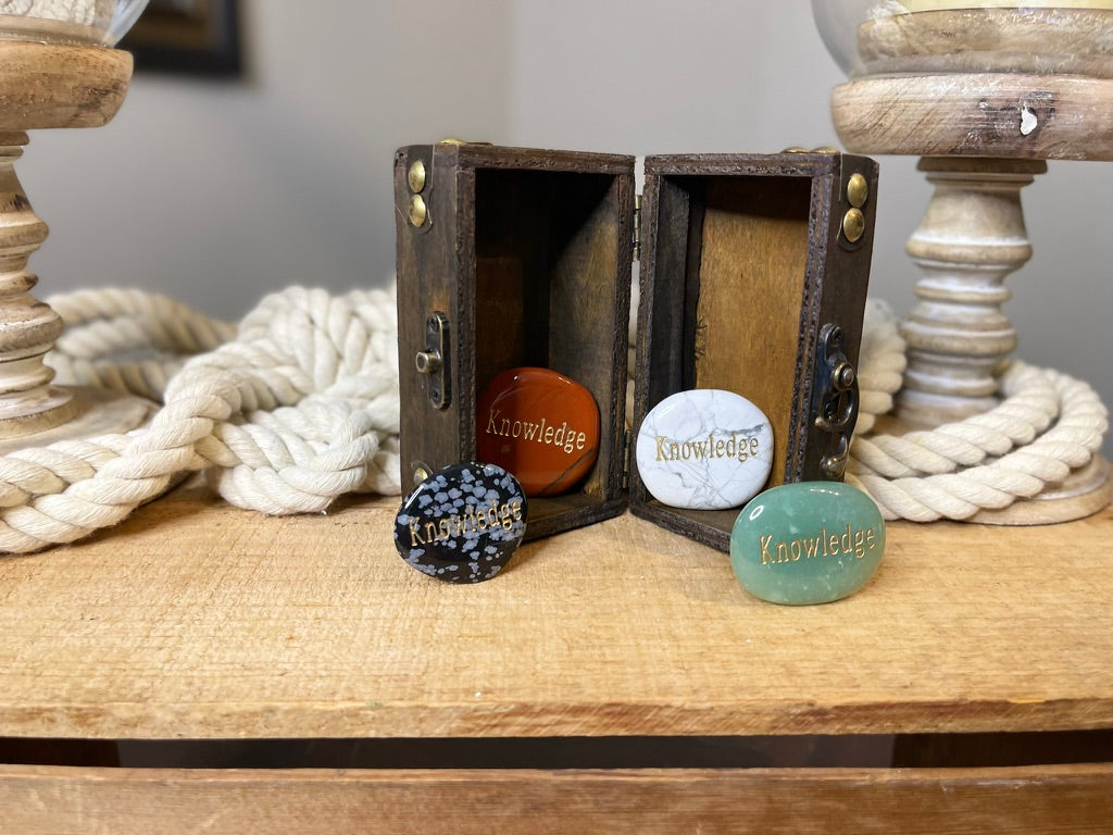 KNOWLEDGE Wordstone Totem / Spirit Stone Engraved on Assorted Gemstone