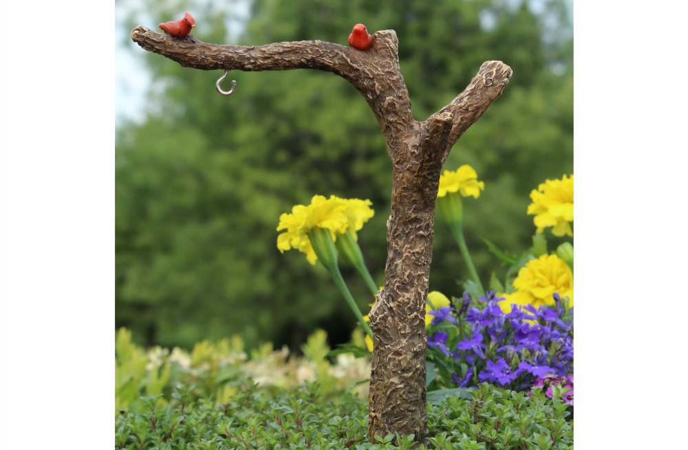 Fairy Garden Accessories - Miniature Tree Branch Post with Red Birds;