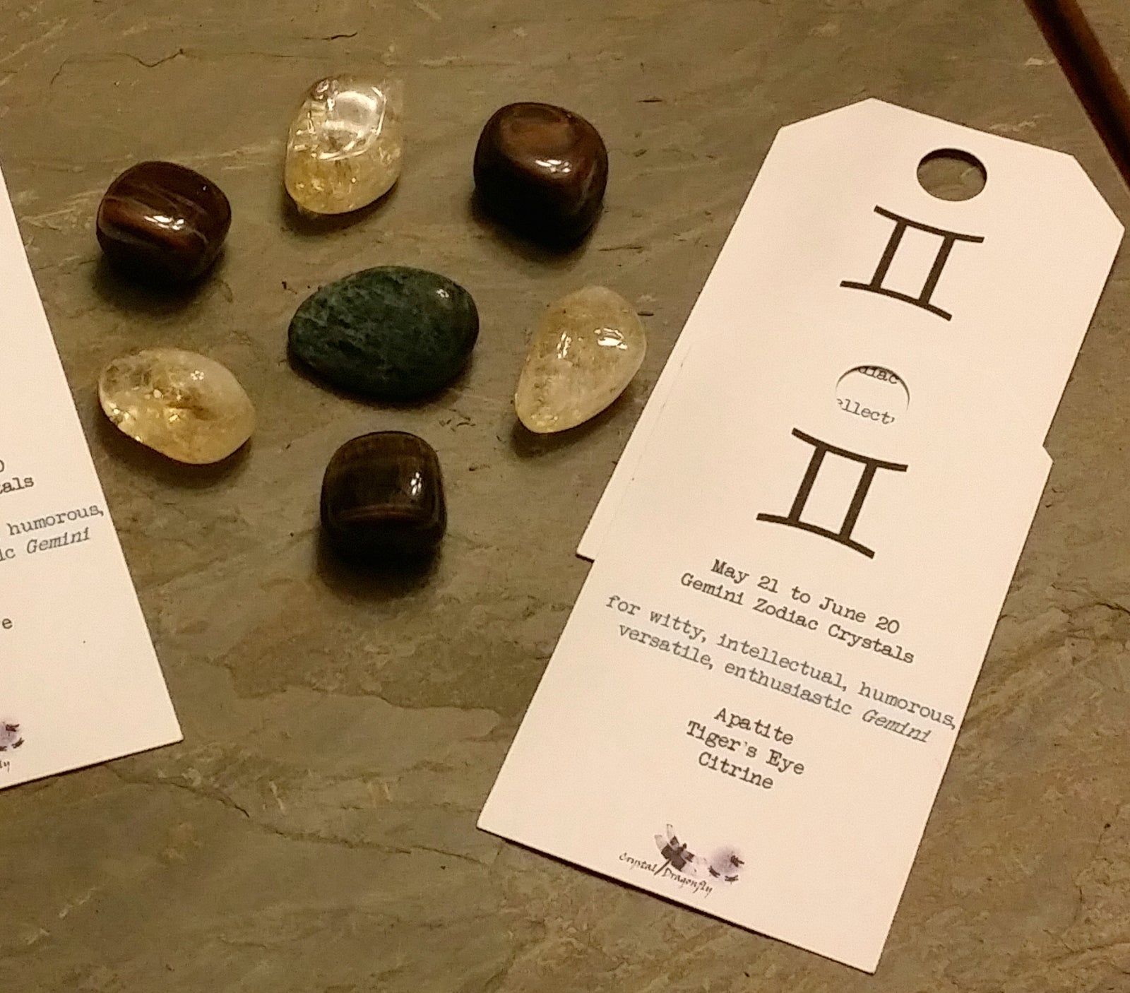 Zodiac "Gemini" Crystal Astrology Grid - Apatite, Citrine & Tiger's Ey